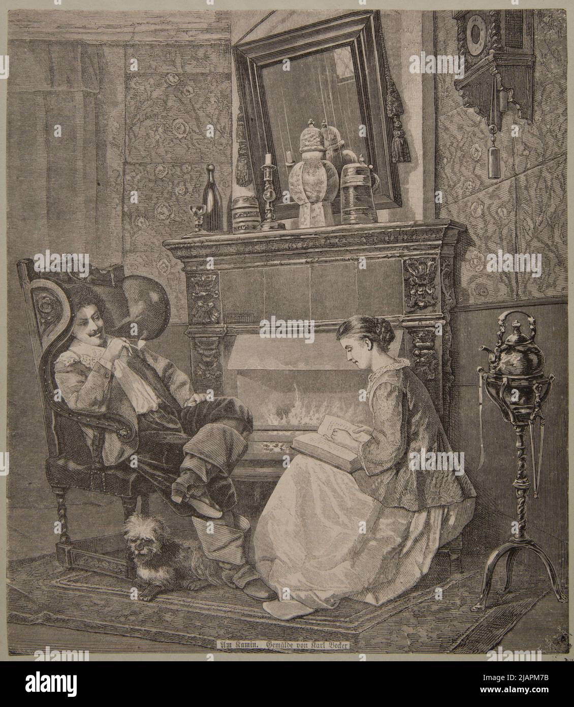 At the fireplace according to the picture of Carl L. F. Becker. A clip ...