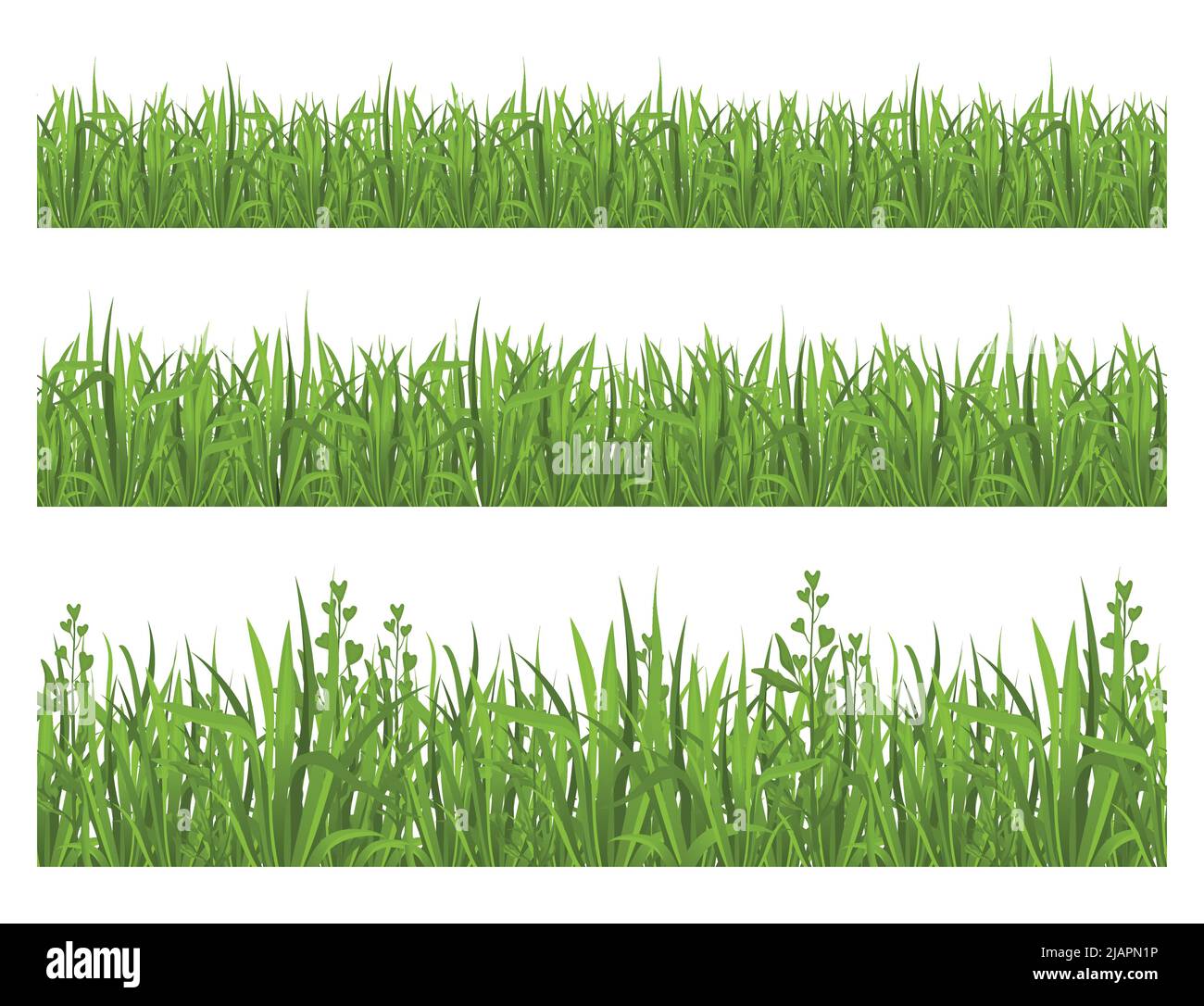 Grass seamless set with isolated side views of high grass with similar ...