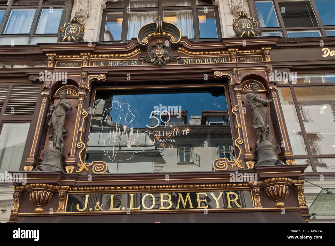 The display case bay window of the J. & L. Lobmeyr Viennese glassware ...