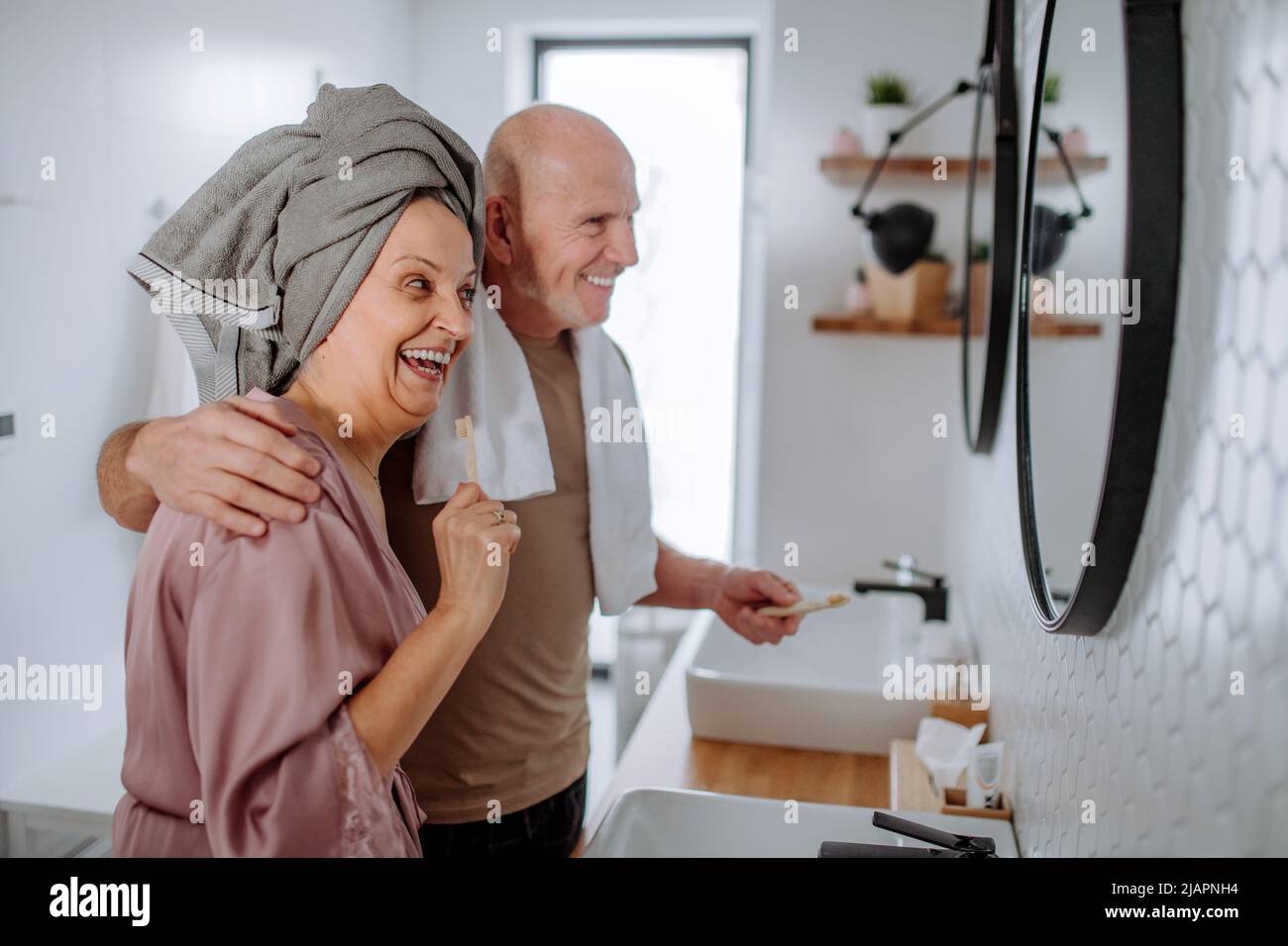Mature woman hair brushing hi-res stock photography and images - Alamy