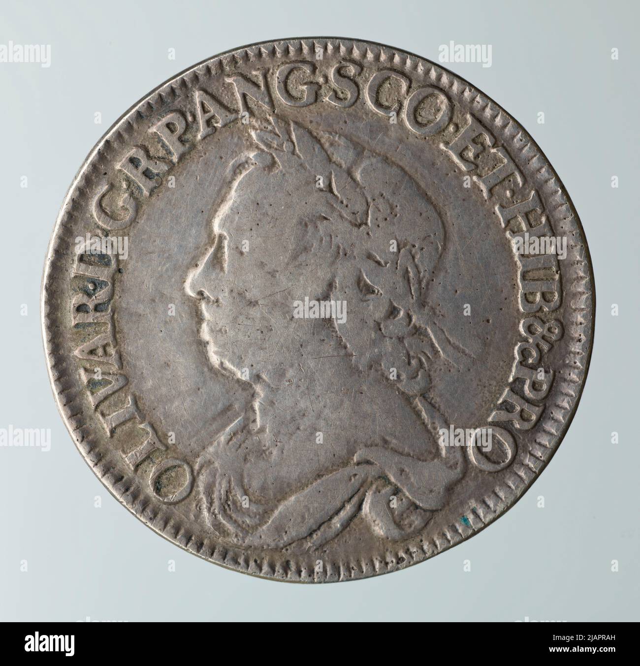 False coin, 1 shilling, 1658, Oliver Cromwell (1653 1658 Stock Photo ...