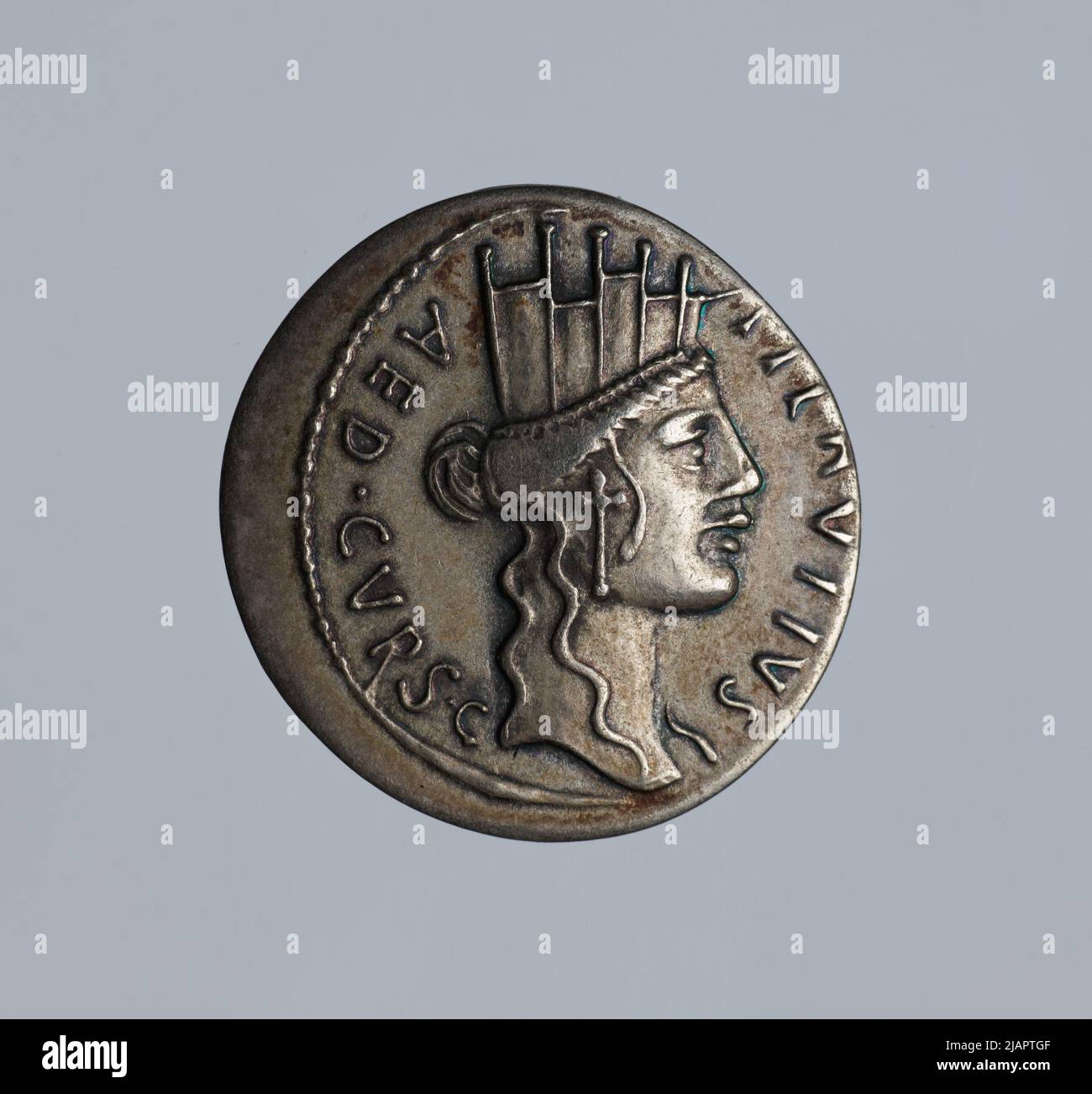 False coin, as Plautius, 55 BC, Roman Repubiic Stock Photo - Alamy