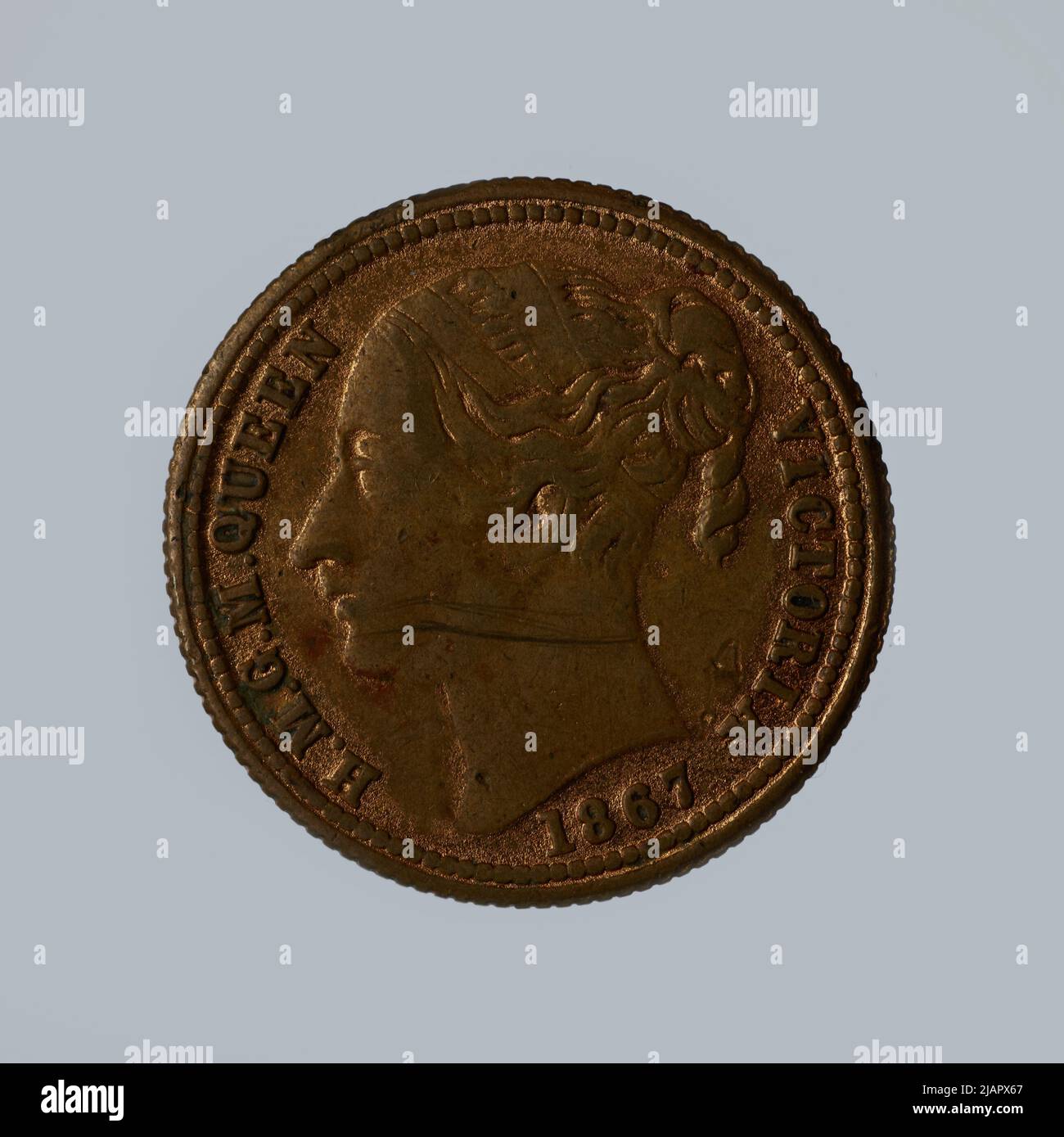 False token, satirical token 1867, Victoria Hannover Stock Photo - Alamy