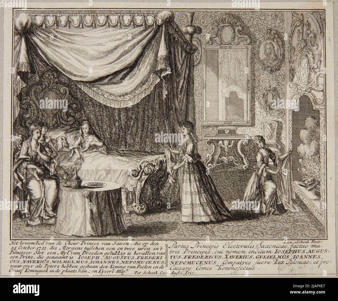 Józef August (1721 1728) Prince Saxon. Birth scene. Parents: Elekorowa ...