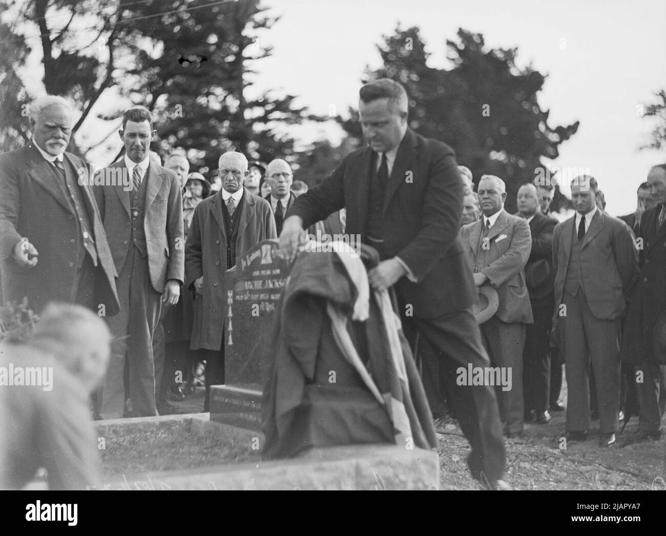 New South Wales premier Bertram Stevens unveiling the headstone of ...