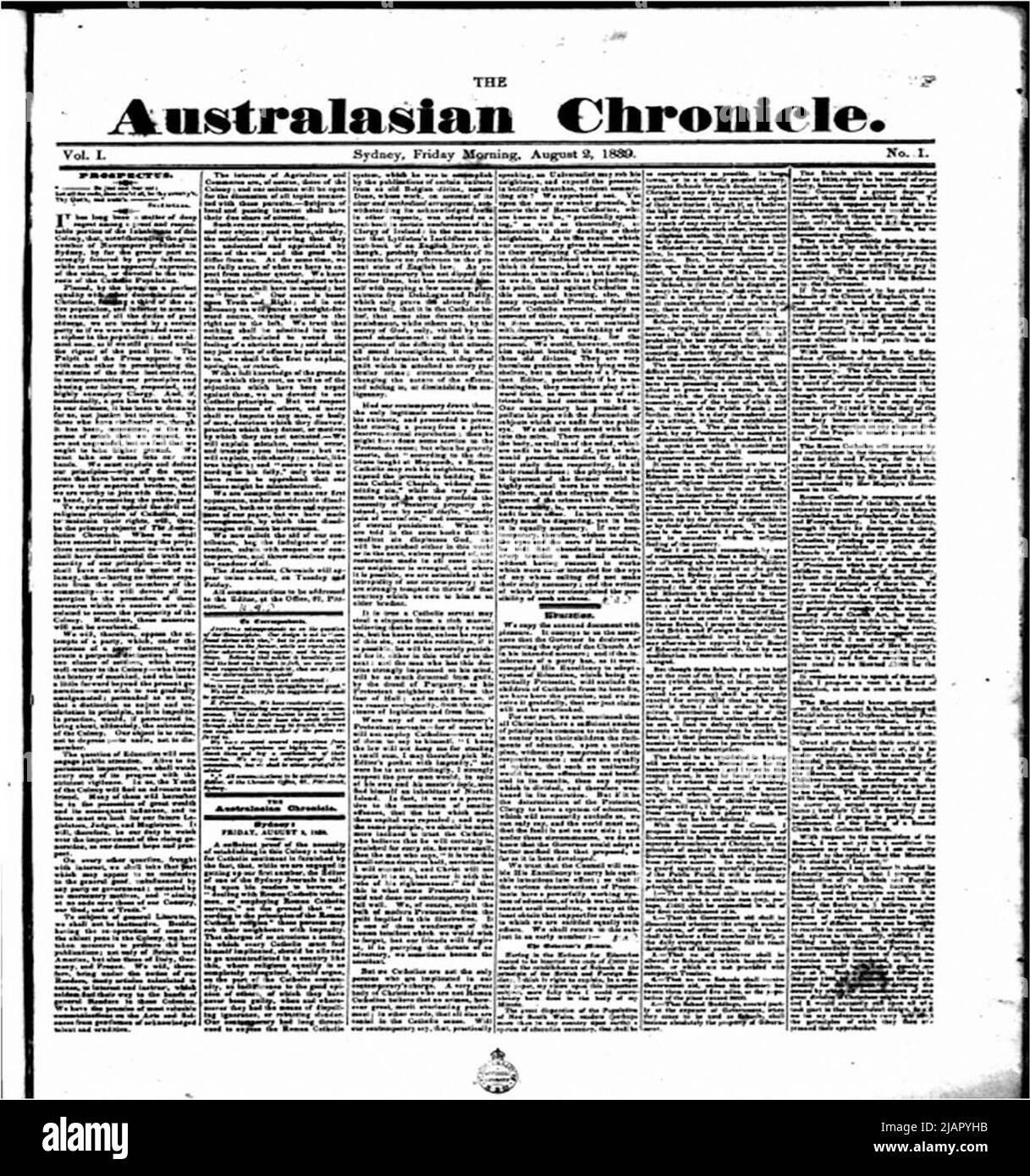 Old Australian newspaper cover page ca. unknown date Stock Photo - Alamy