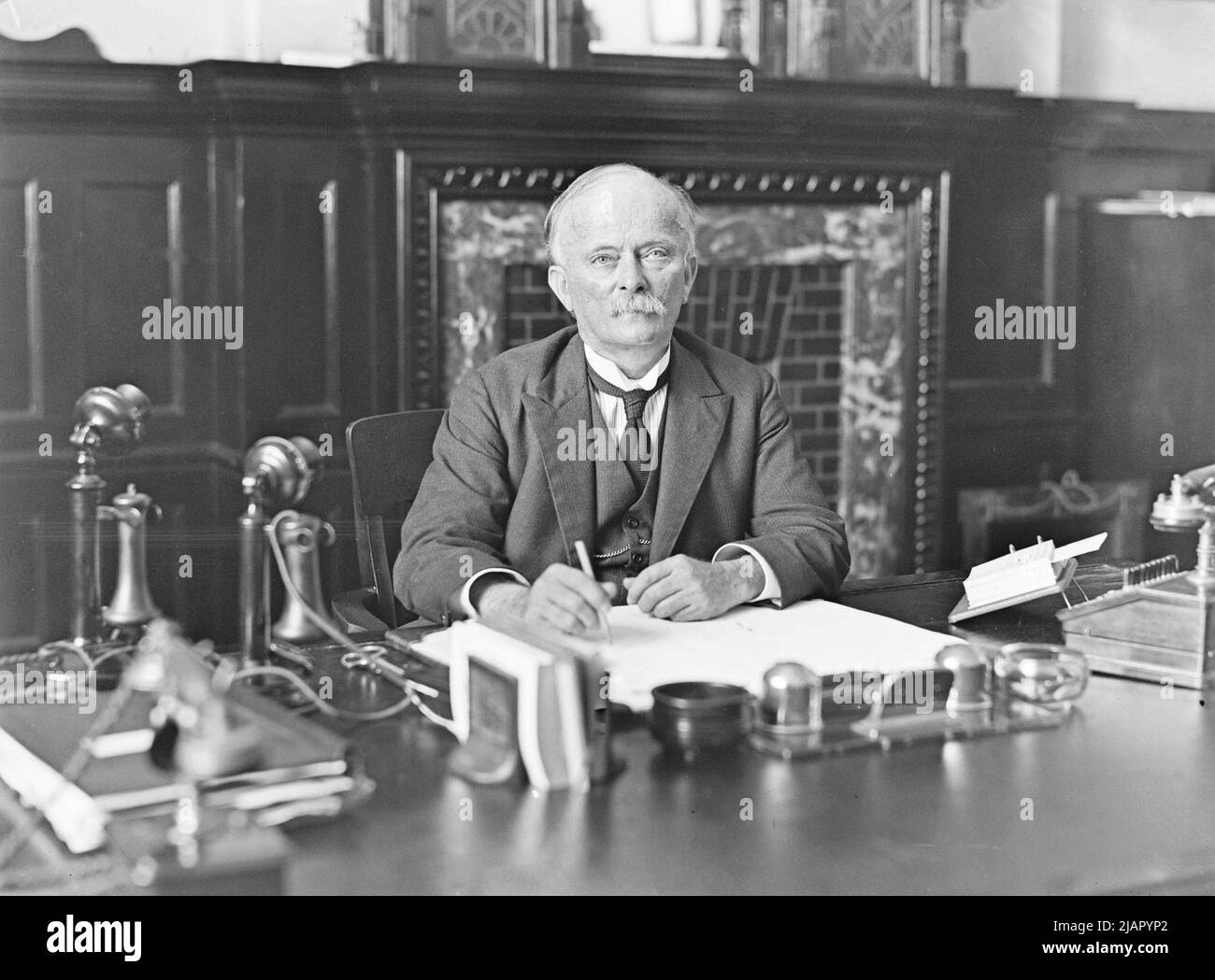 Australian engineer John Bradfield at his desk ca. 1930s Stock Photo ...