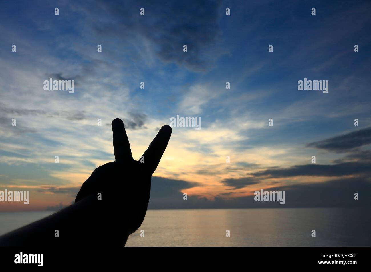 Silhouette V Sign, which is the universal body language that people ...