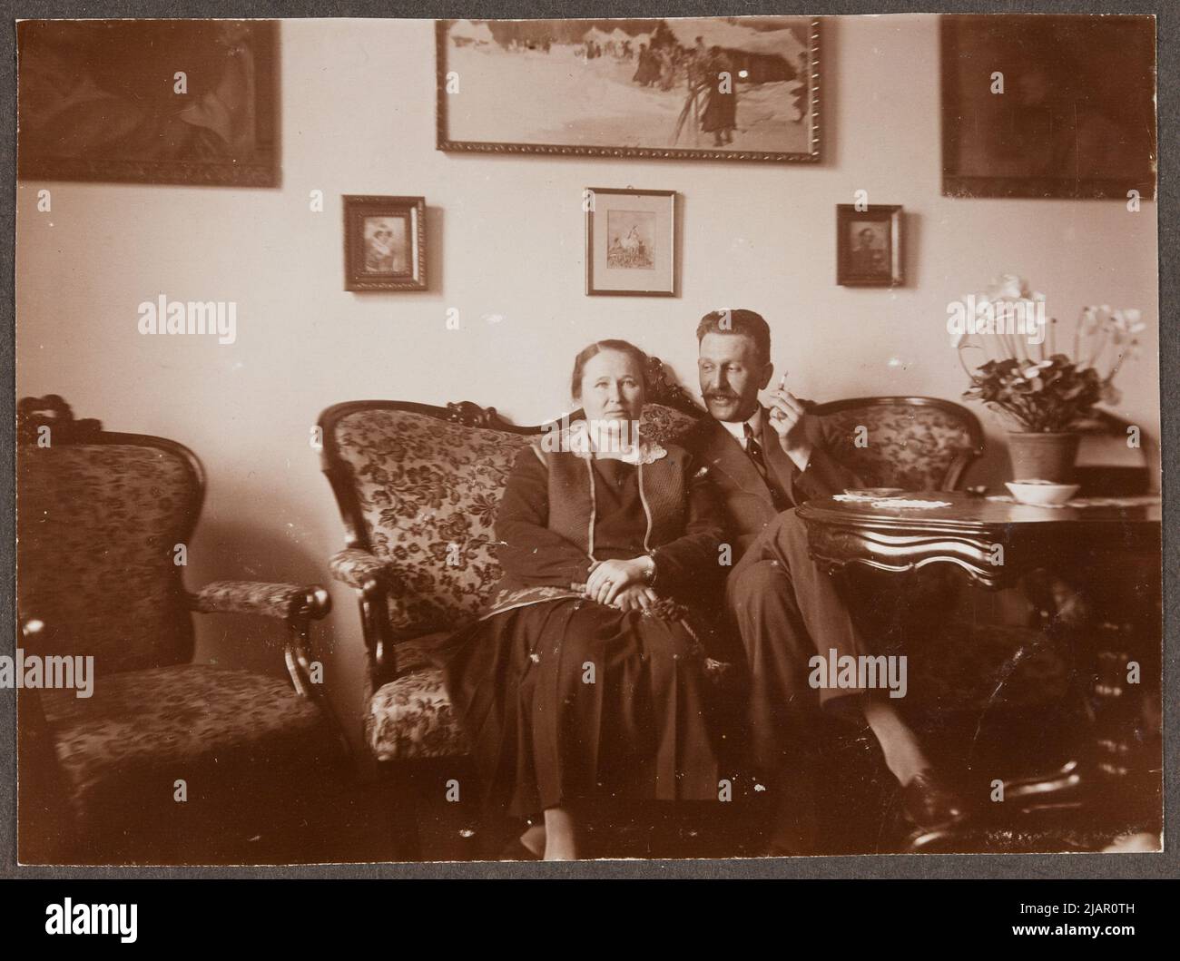 Dobiecka from Borowski Anna and Tadeusz Dobiecki Sitting on the Couch ...
