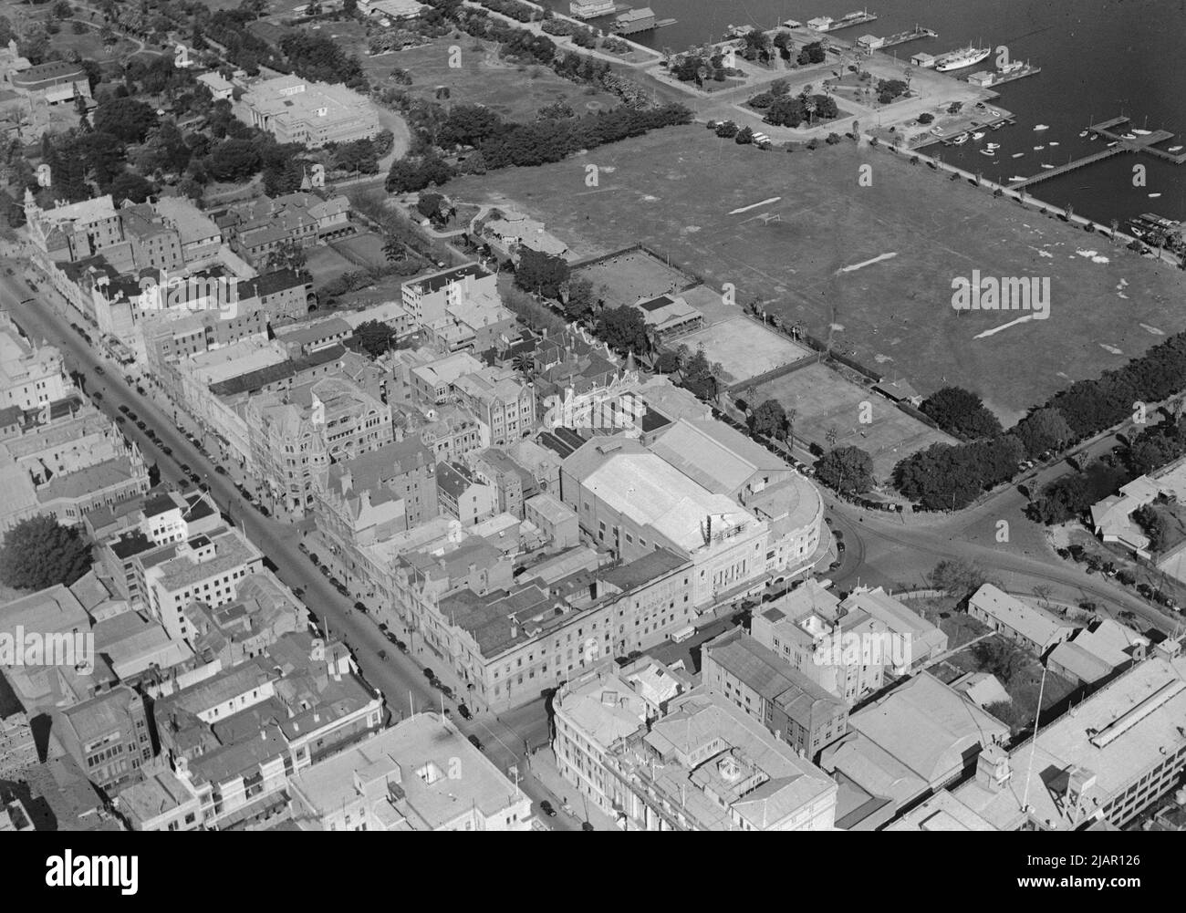 Aerial view of Perth and The Esplanade, including St Georges Tce and ...