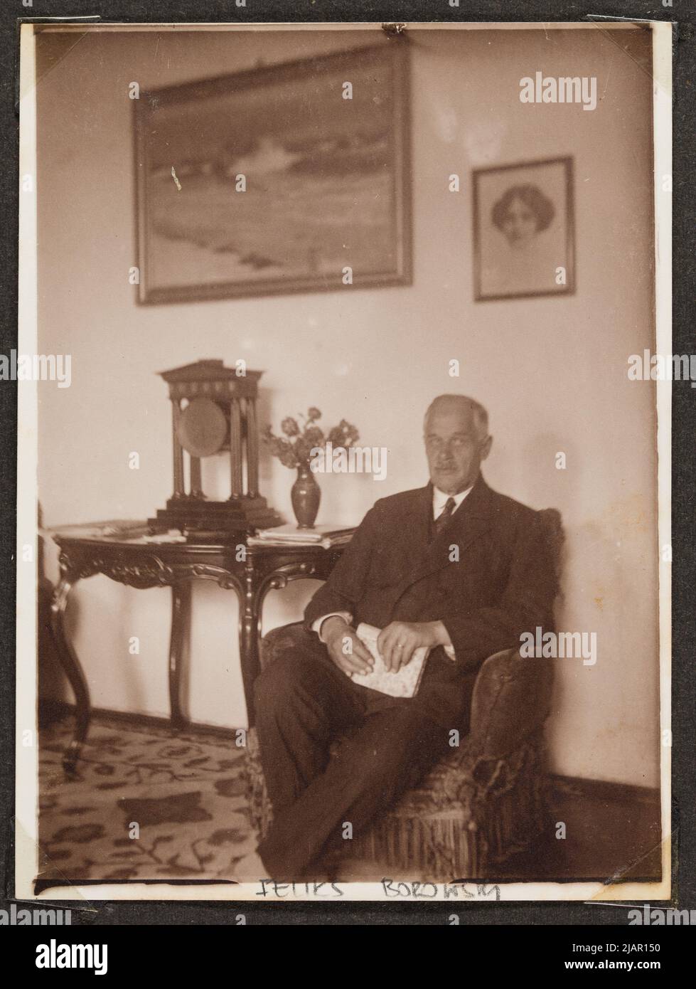 Borowski Feliks father of Helena Stachiewiczowa sitting in an armchair ...