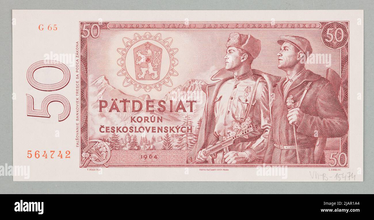 Banknote: for 50 coruns; Rutni Bank Ceskoslovenska; Czechoslovakia ...