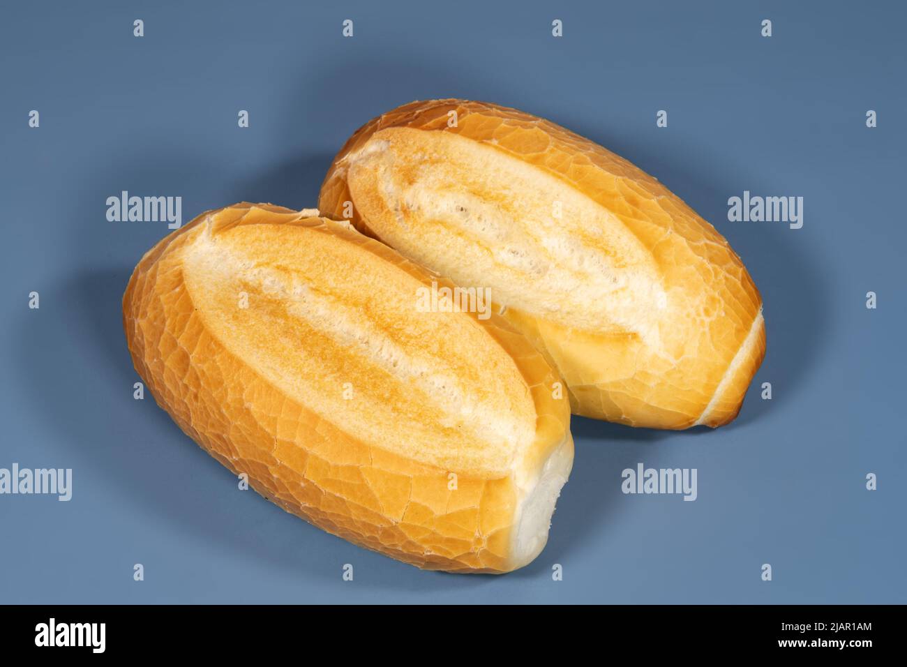 "French bread", traditional Brazilian bread in a blue background Stock ...