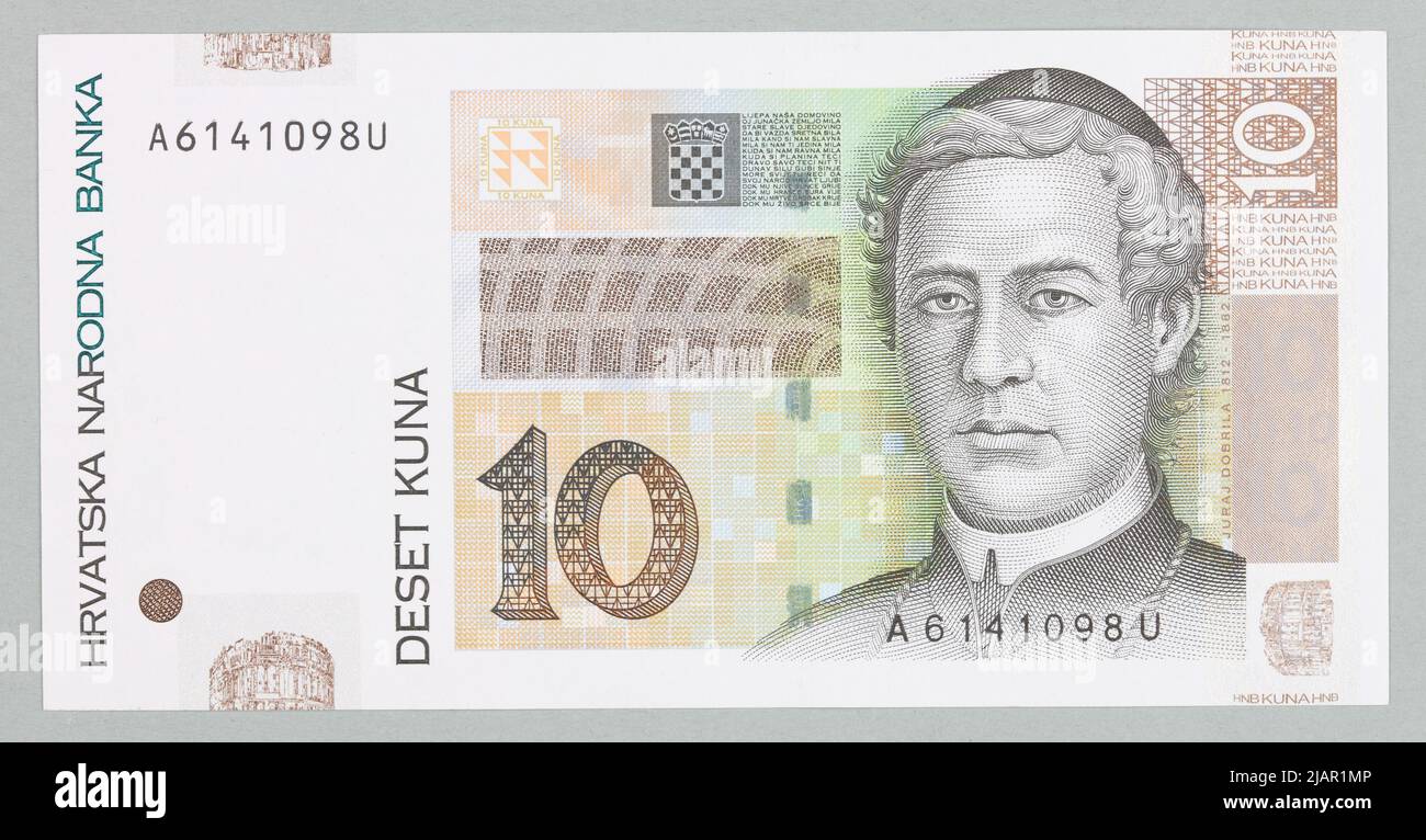 Banknote for 10 kuna, Croatian National Bank, Croatia, 9.07.2012 ...