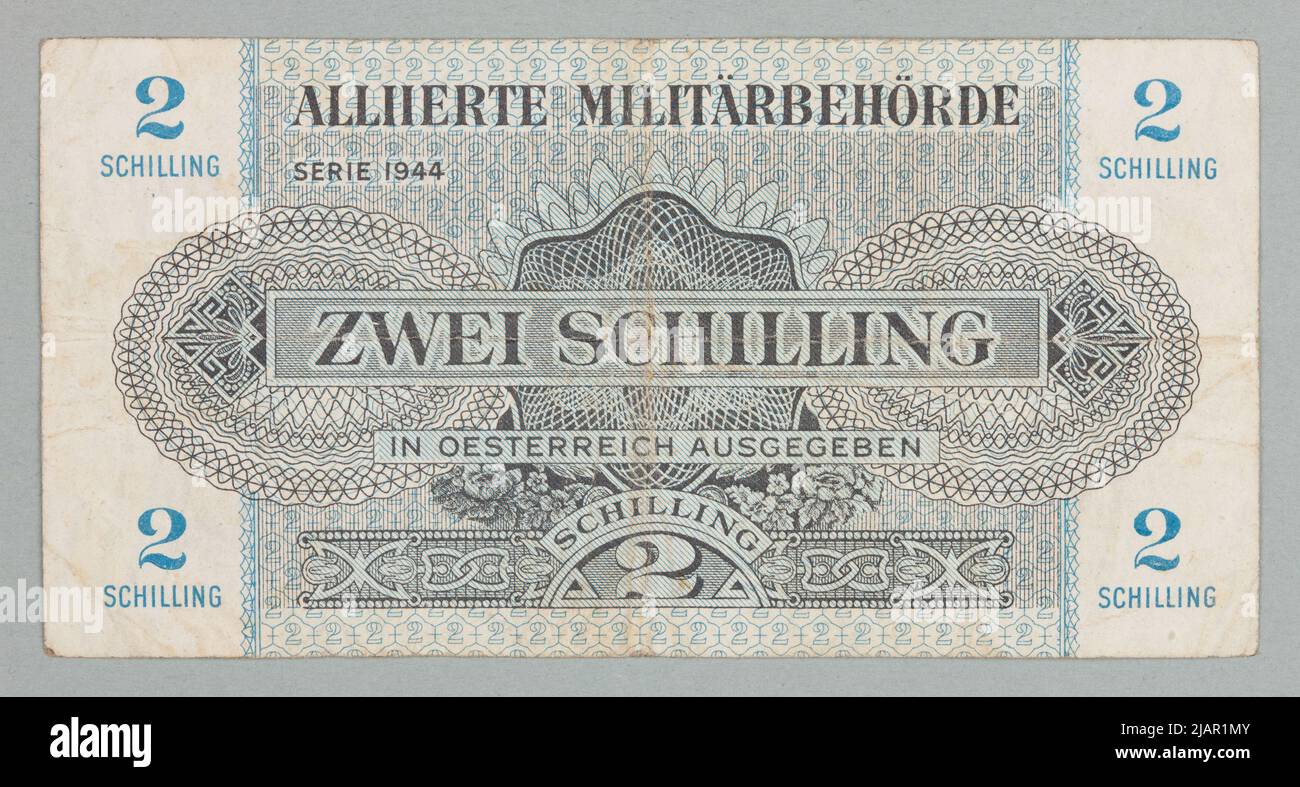 Banknot Na 2 Schilling; Allied Military Behoes, Austria, 1944 r Stock ...