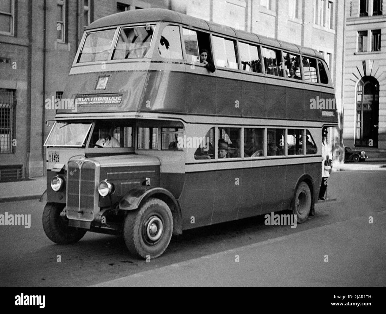 Passengers aboard a Northbridge bus ca. 1937 Stock Photo - Alamy