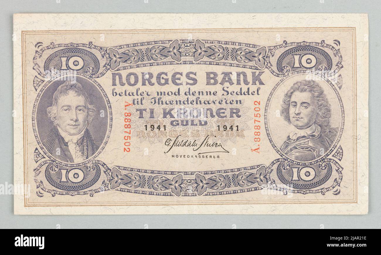 Banknote: Europe, Norway; 10 Danish krones; 1941 Stock Photo - Alamy