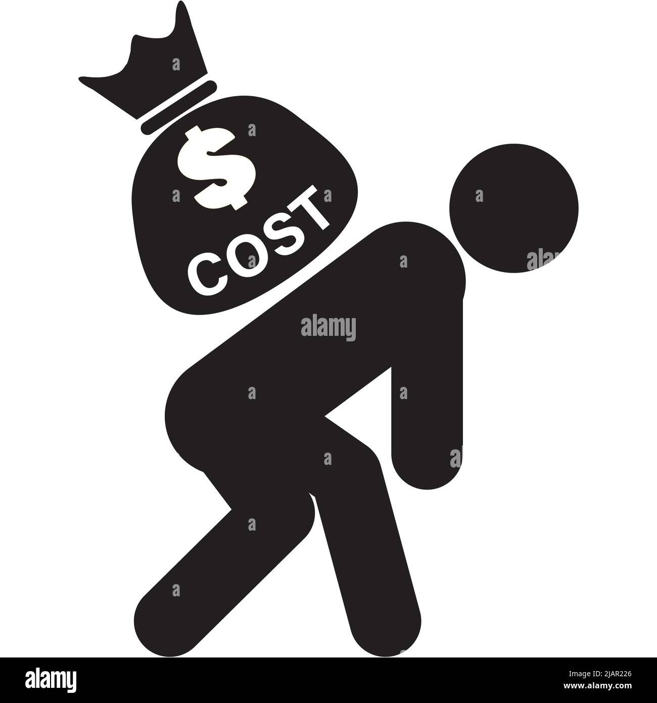 man carry the costs icon on white background. depression alone is ...