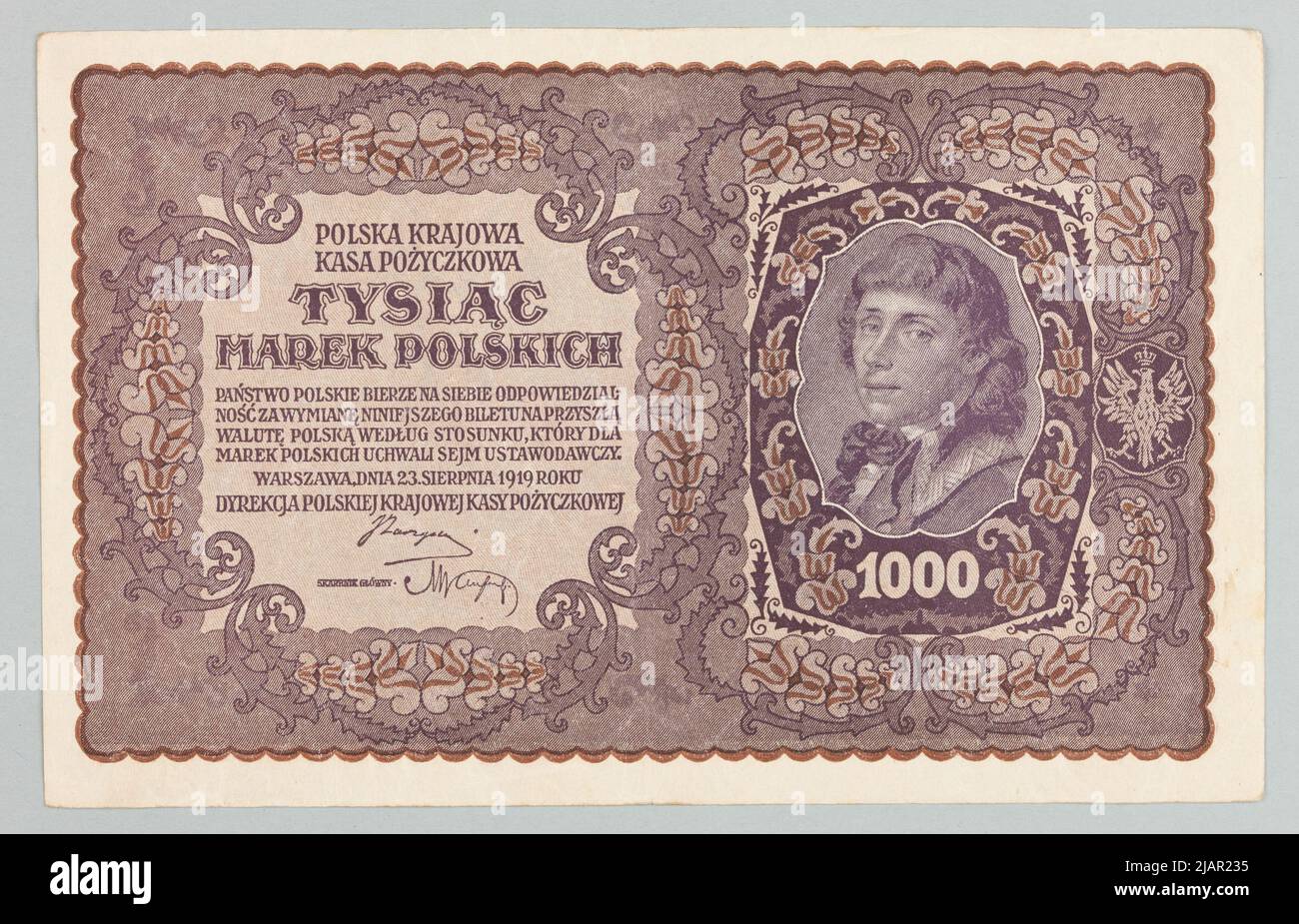 Banknote for 1000 Polish brands, Polish National Loan Fund; Polish ...
