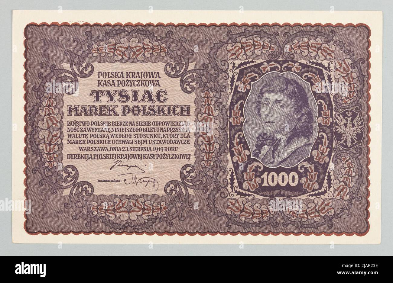 Banknote for 1000 Polish brands, Polish National Loan Fund; Polish ...