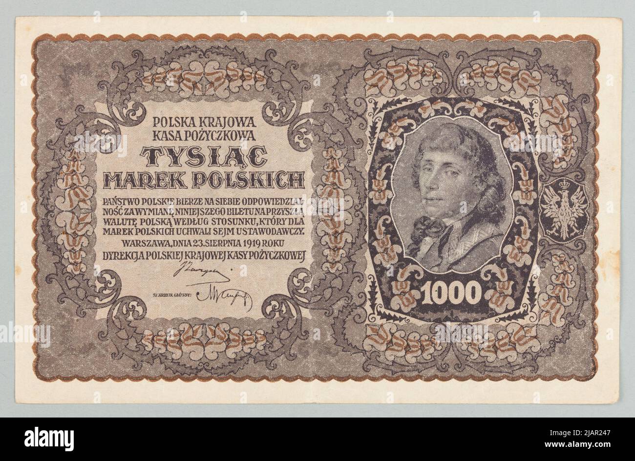 Banknote for 1000 Polish brands, Polish National Loan Fund; Polish ...