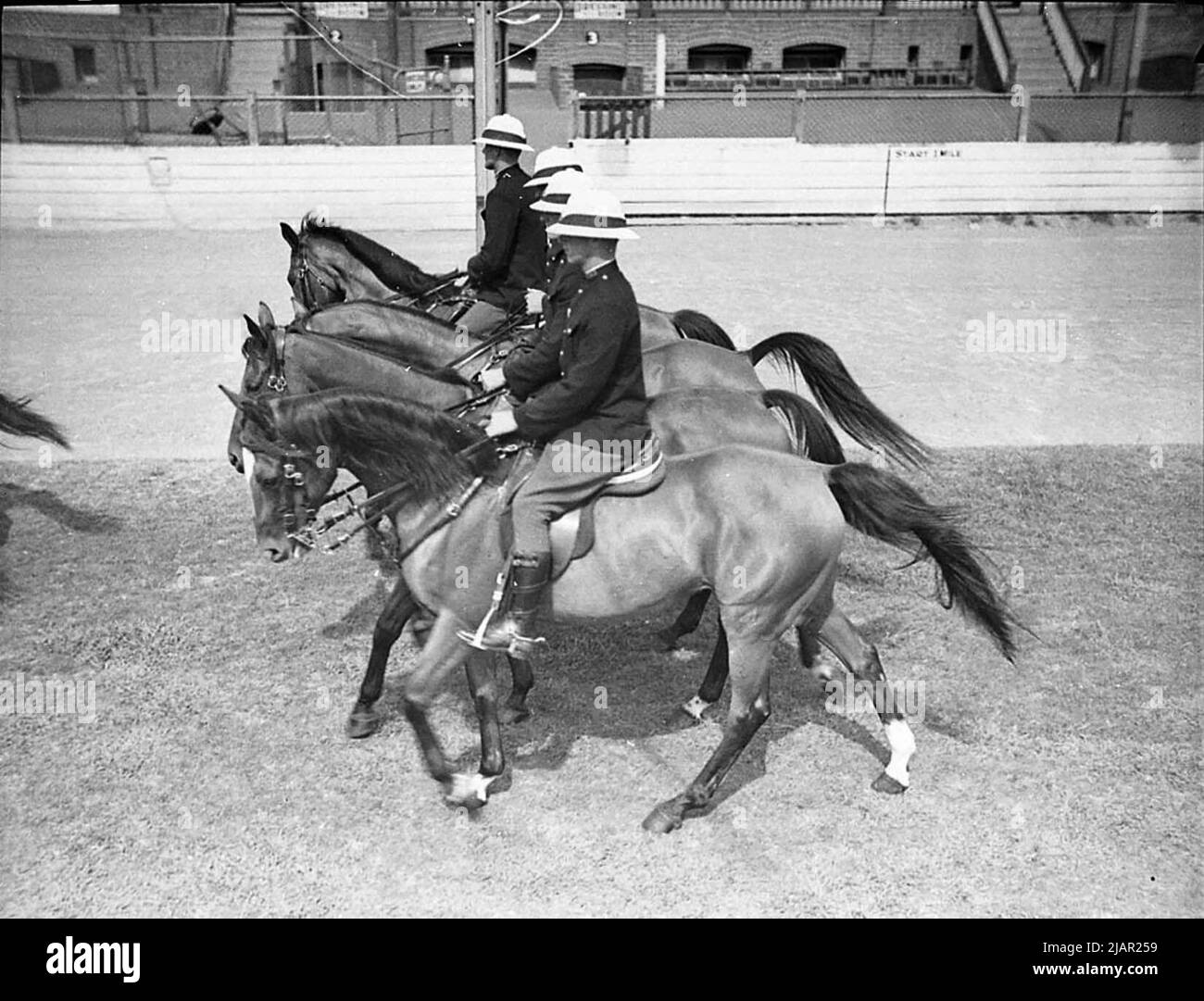 Police parade, three mounted policemen ca. 1930s -1940s Stock Photo - Alamy