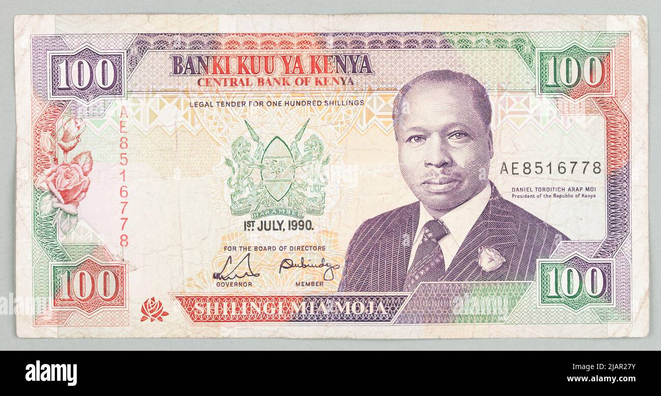 Banknote: Africa, Kenya; 100 shillings; 1990 Stock Photo - Alamy
