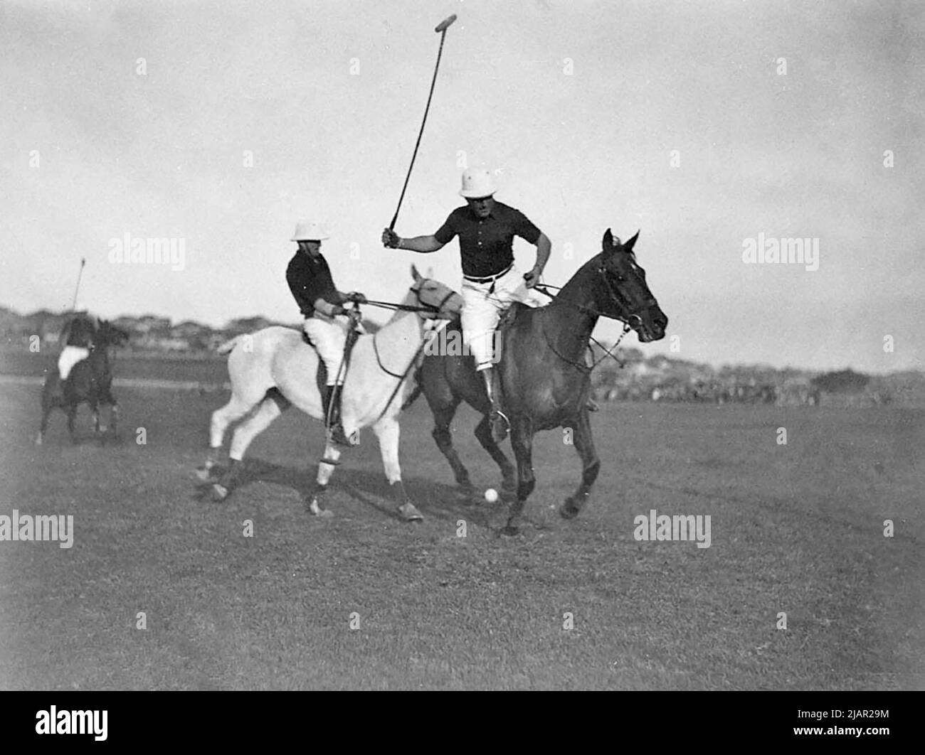 Men in action at a polo match ca. 1930s Stock Photo - Alamy