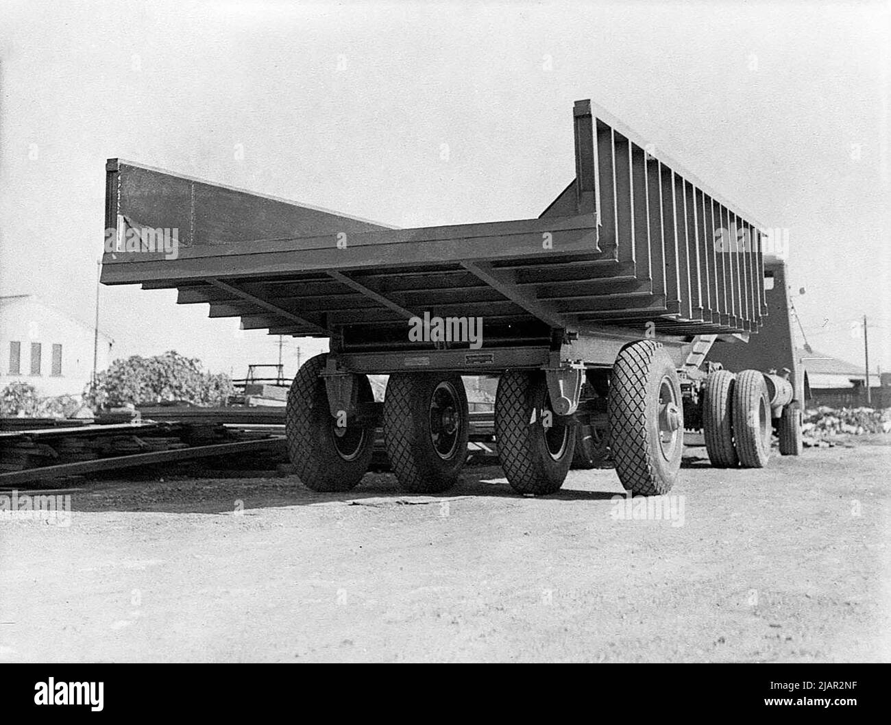 A truck with a a trailer at Trailer Manufacturing Company ca. 1952 ...