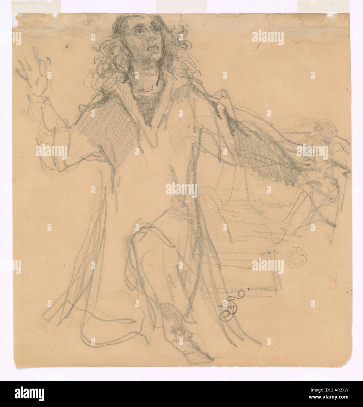 Sketch to the painting Mikołaj Kopernik double sided drawing obverse ...