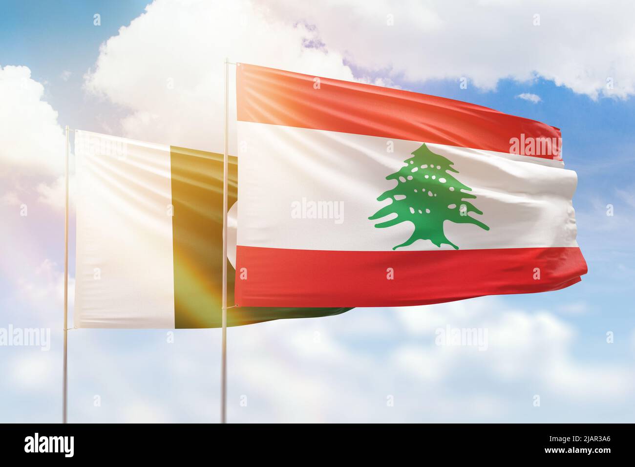 Sunny blue sky and flags of lebanon and pakistan Stock Photo - Alamy