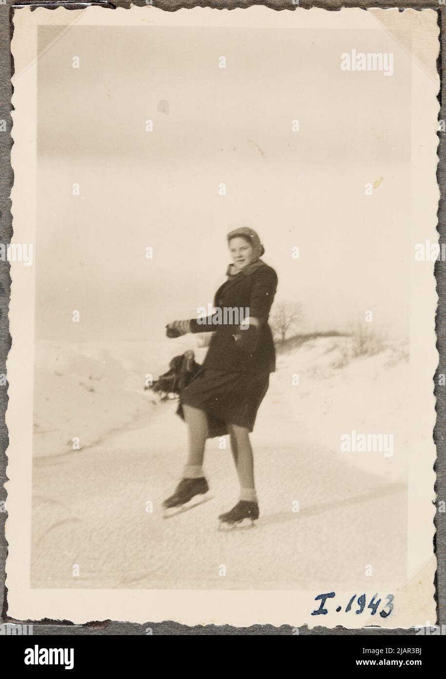 Stachiewiczówna Bronisława in a young age in ice skating against the ...