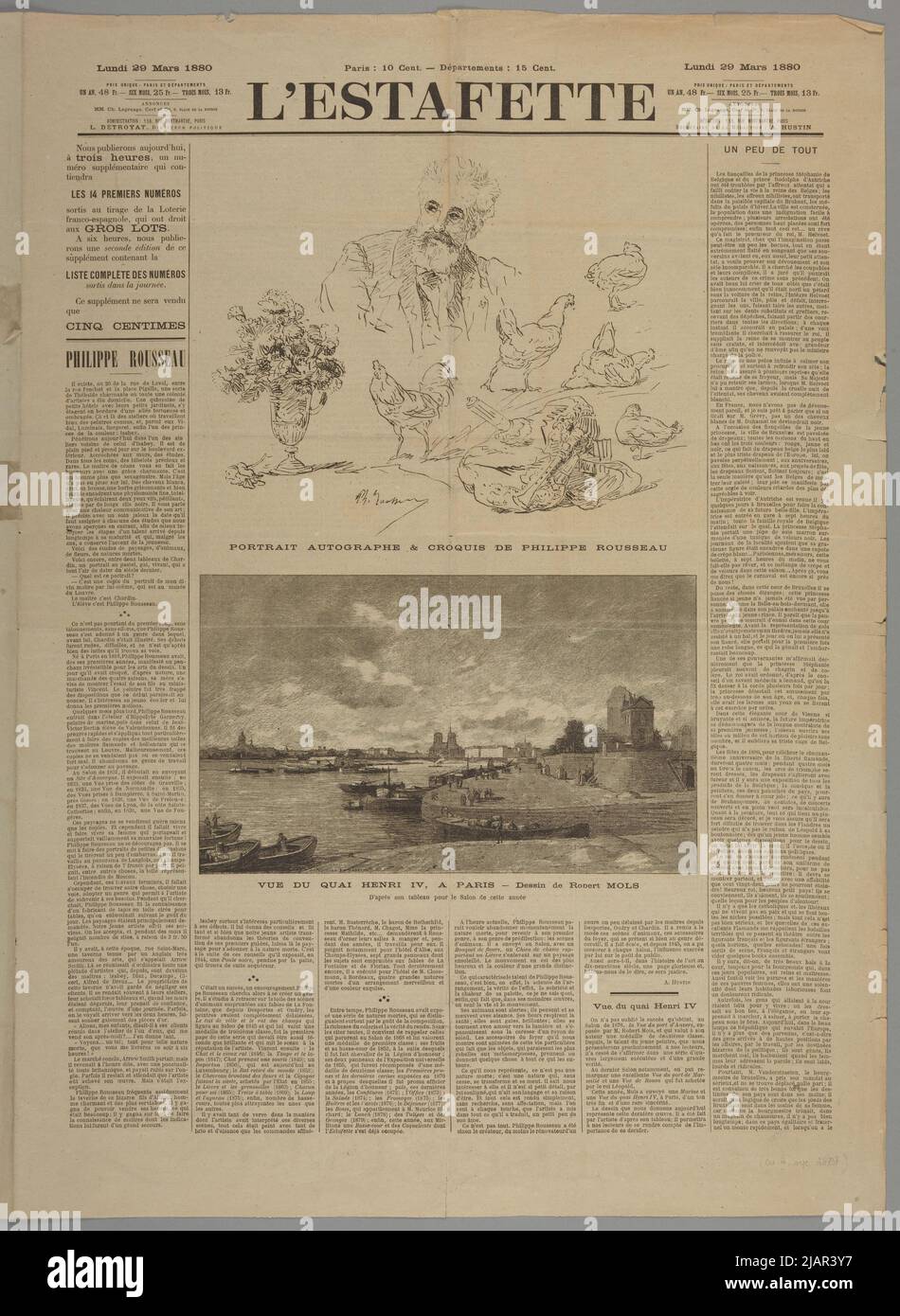 Ilustracje Z „L’Estafette” March 29, 1880: „Autograph portrait & sketch ...