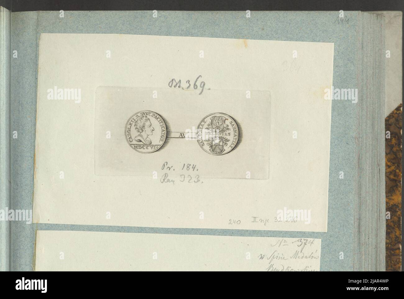 The image of Karol XII's medal for the Treaty in Altranstädt in 1706 ...