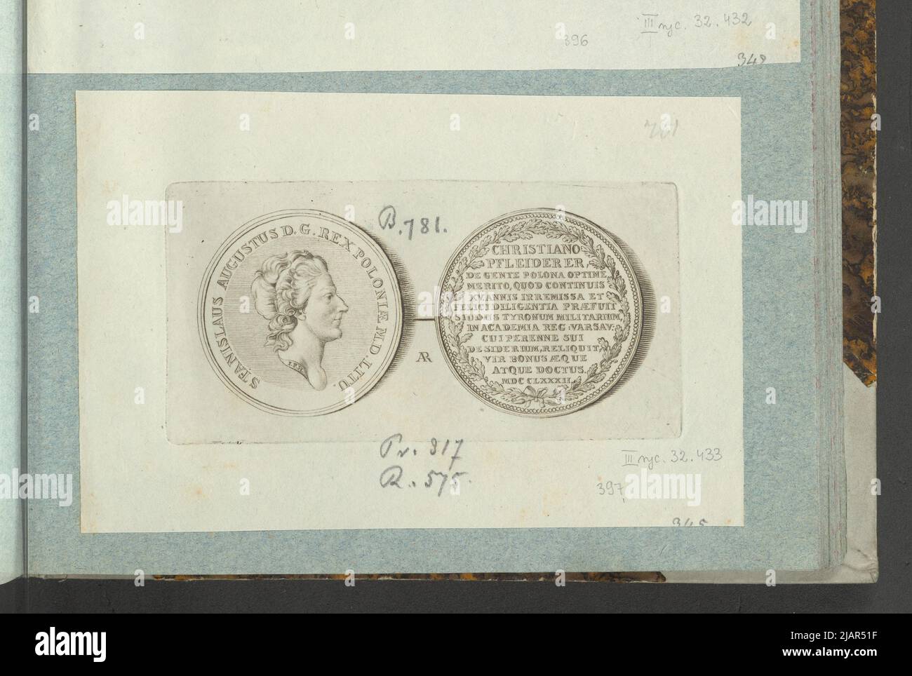 The image of the medal in honor of Christian Pfleiderer from 1782, in ...