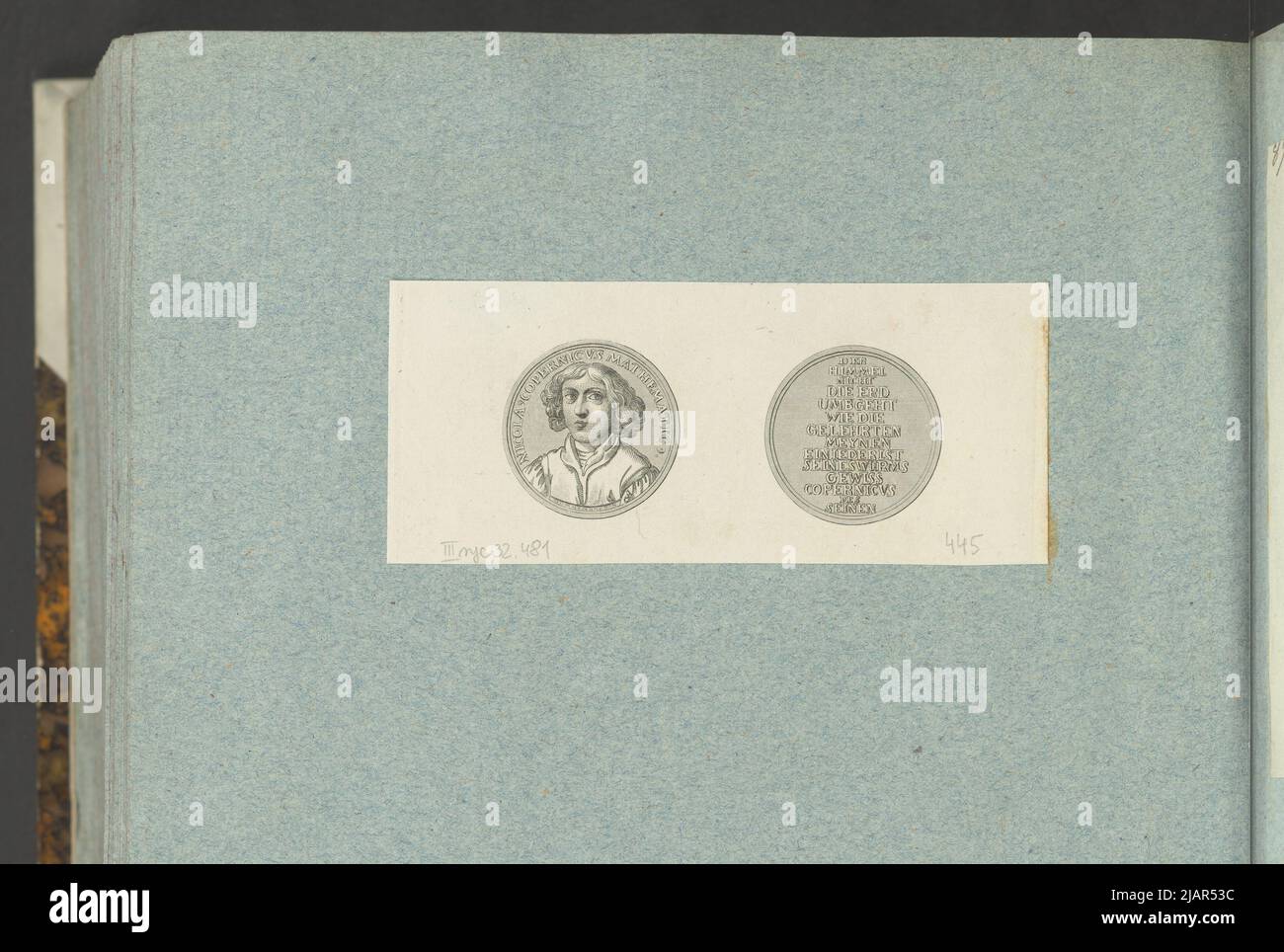 The image of a medal in honor of Nicolaus Copernicus, n.a. [okay. 1730 ...
