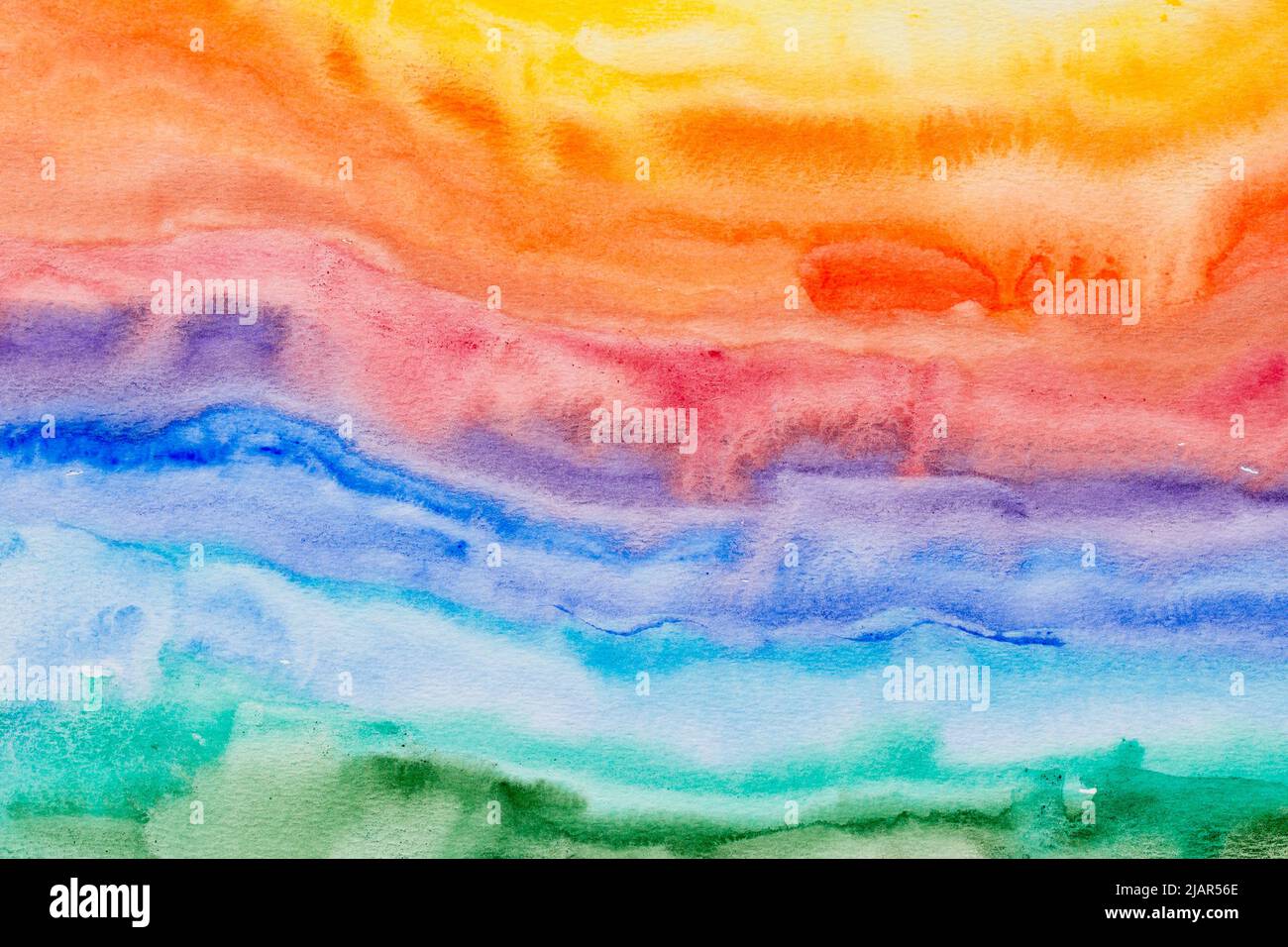 rainbow colors watercolor painted on paper background texture Stock ...