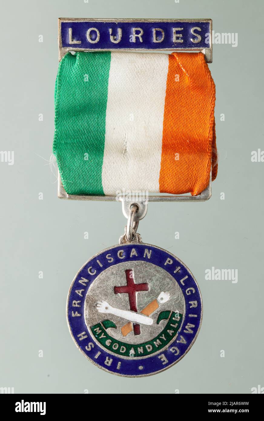 Pilgrim badge: Irish Franciscan Pilgrimage, Lourdes Stock Photo - Alamy