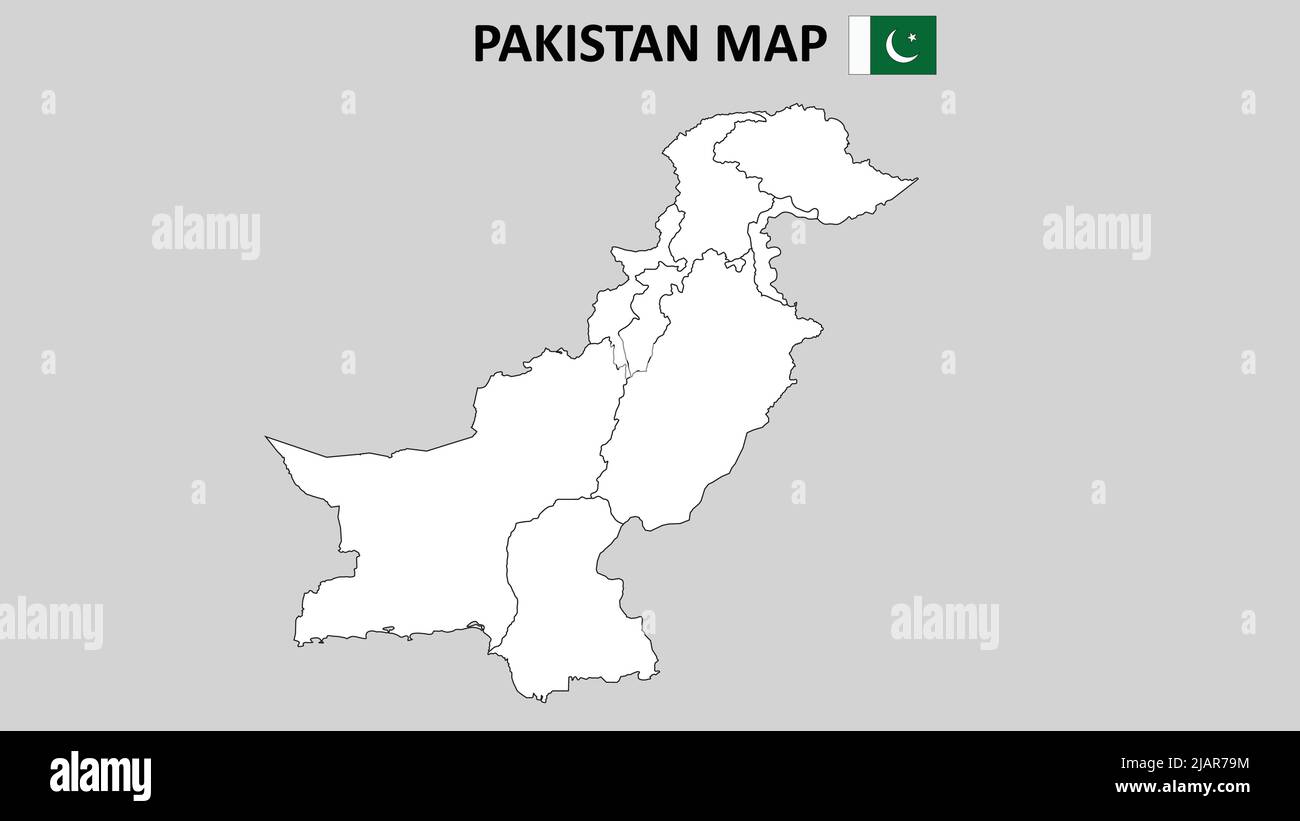 Pakistan Map. Pakistan Map with white background and line map Stock ...