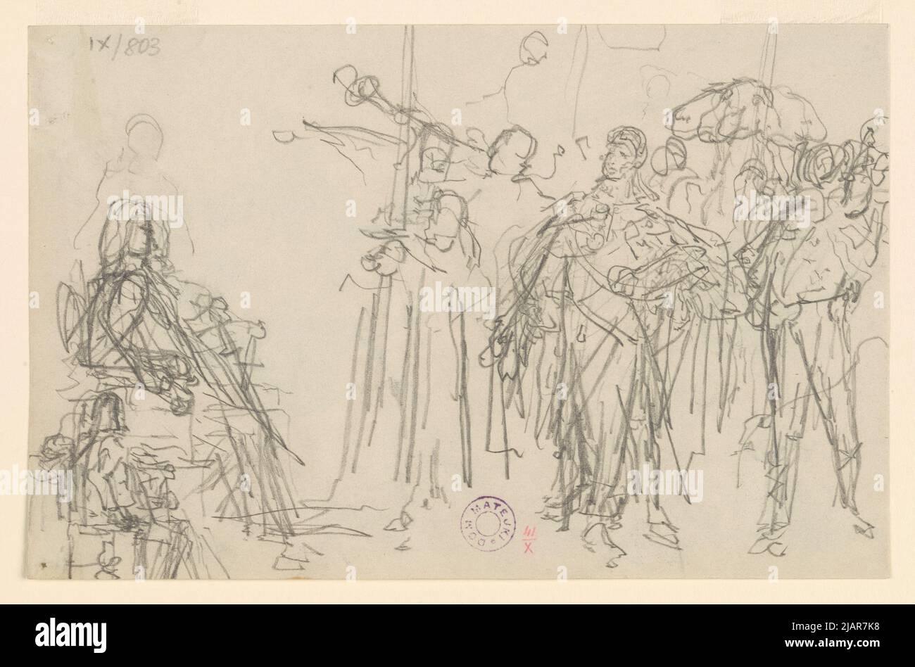 Sketch to the painting Mikołaj Kopernik a bust of Nicolaus Copernicus ...