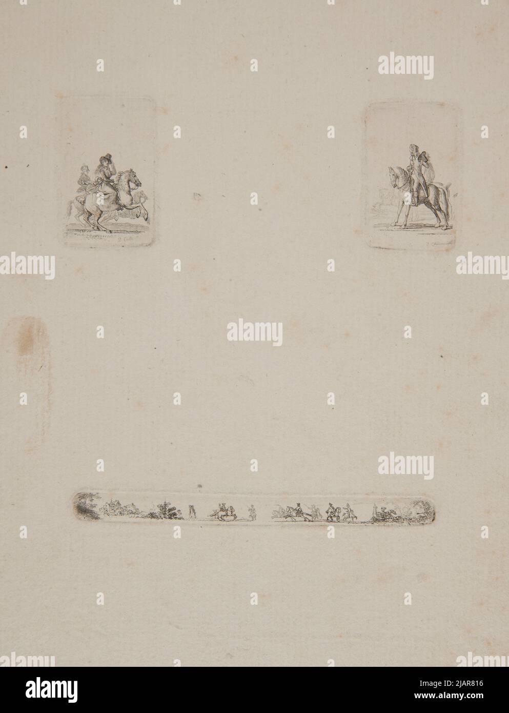 Drei Cavalcaden Three engravings depicting riders and Amazons on horses ...