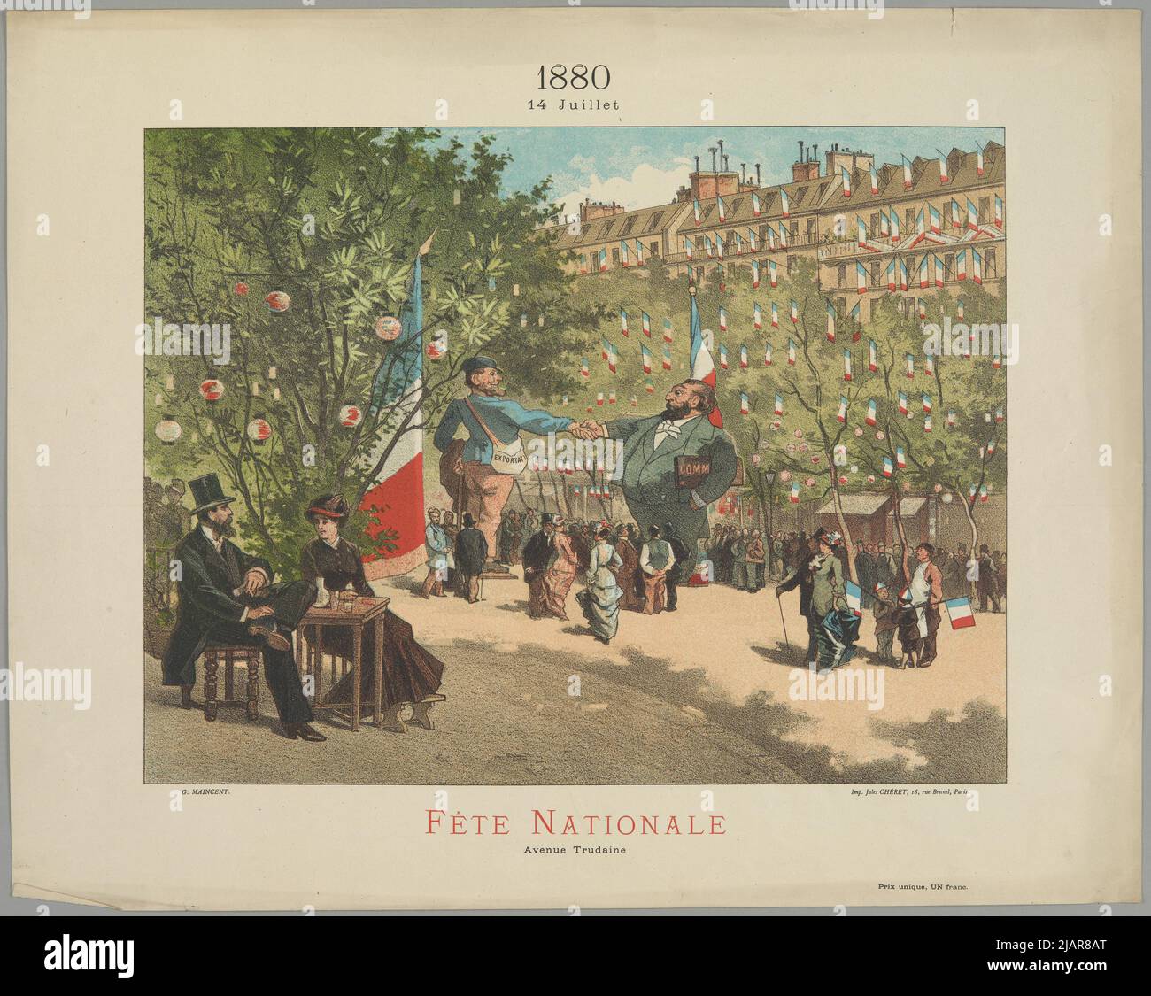 Caricature: 1880 JULY 14 National Day Avenue Trudaine unknown, Maincent ...