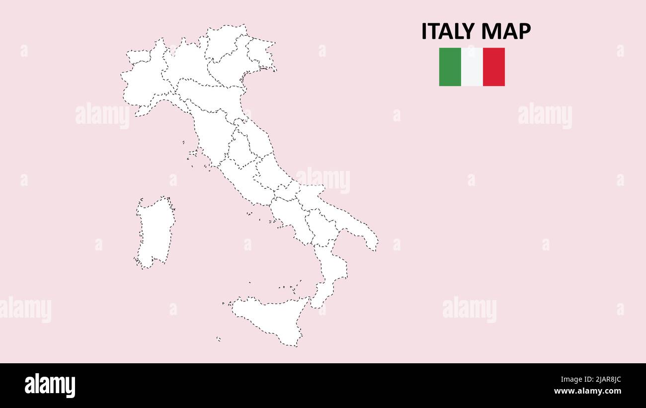Italy Map. Italy Map with white background and line map Stock Vector ...