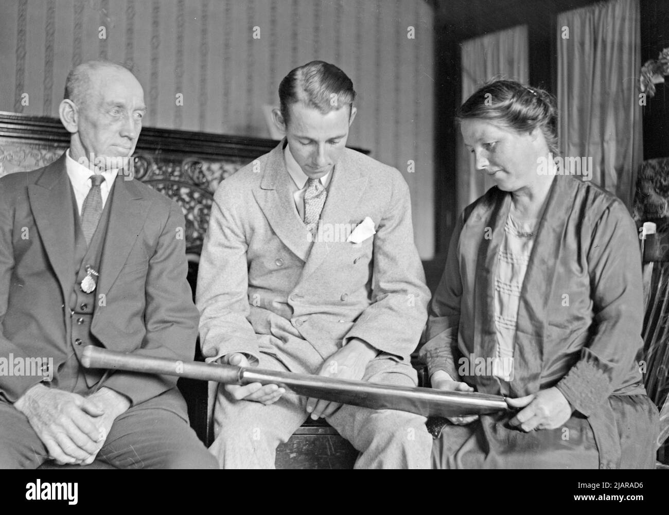 Australian cricketer Archie Jackson with his parents ca. 1920s Stock ...
