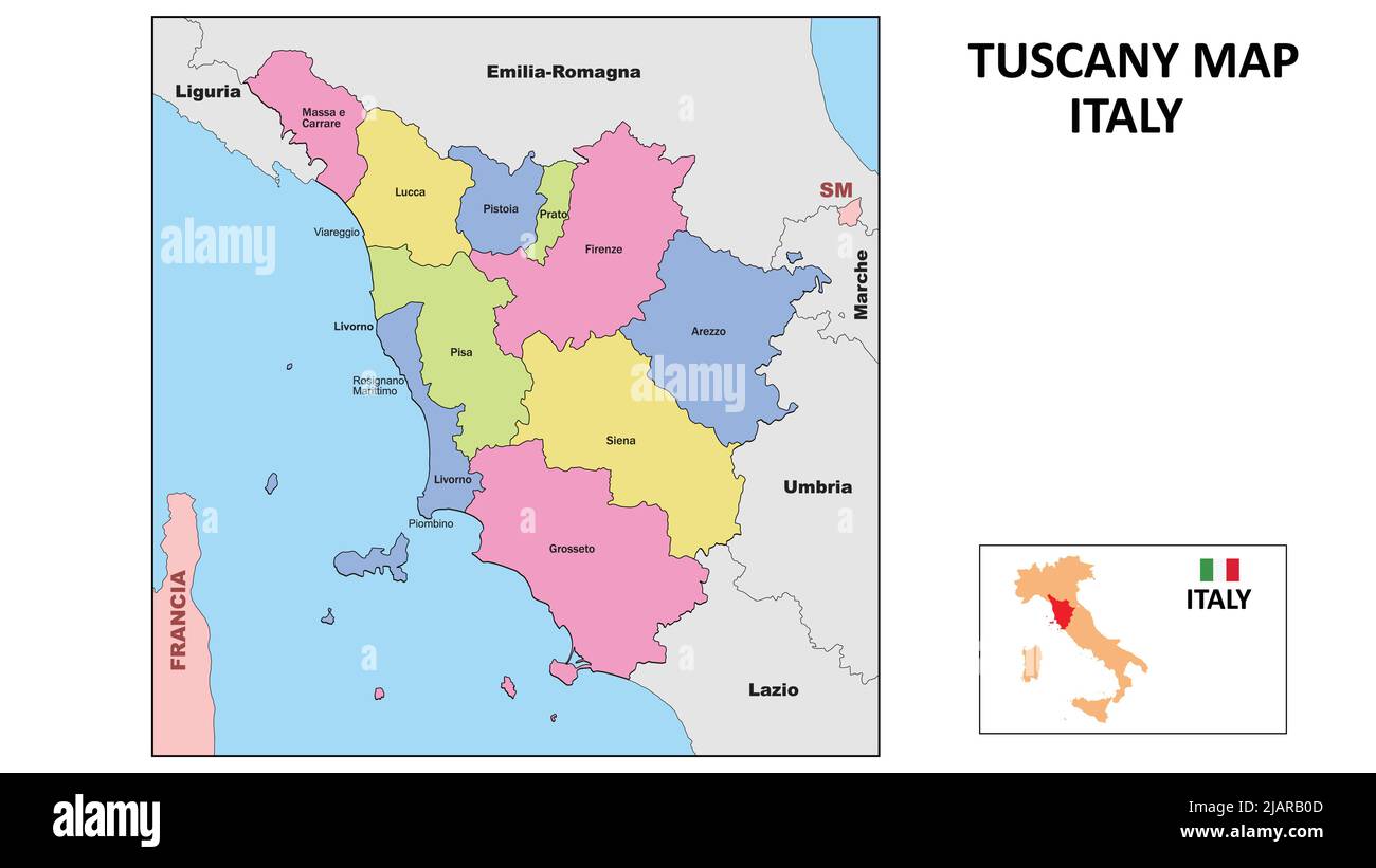 Map With Cities Of Tuscany
