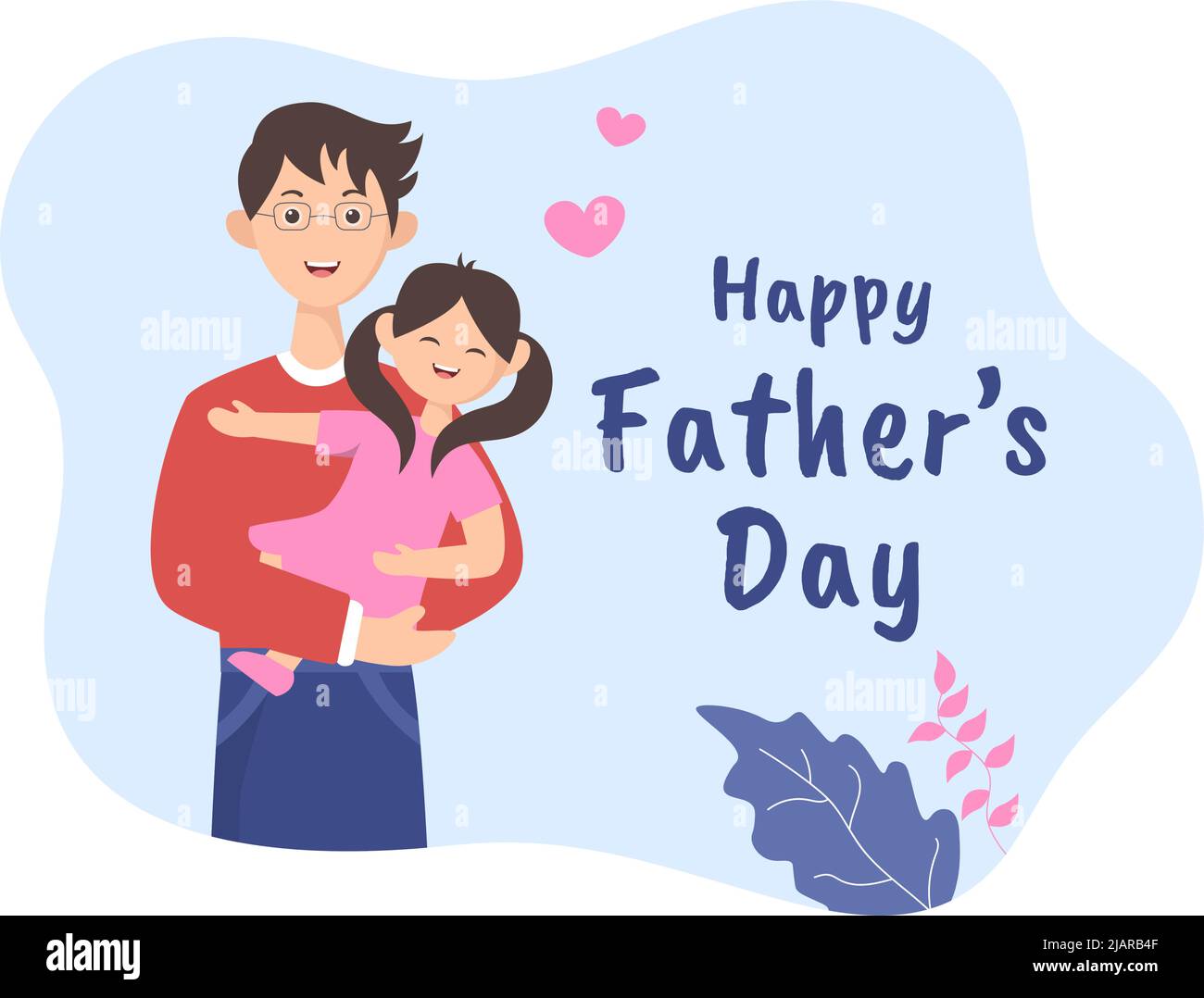Happy Fathers Day Cartoon Illustration with Picture of Father and Son ...