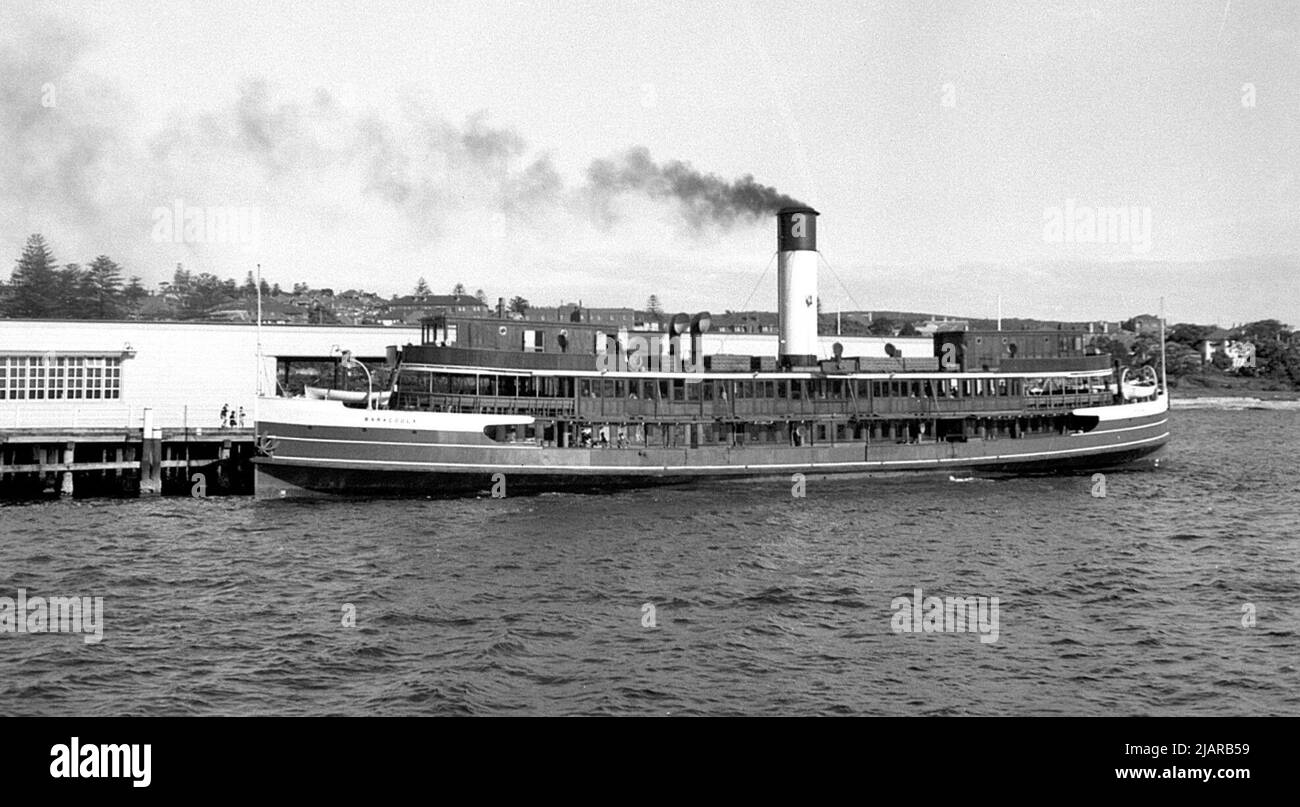 Sydney ferry BARAGOOLA (1922) at Manly Wharf ca. 29 October 1950 Stock ...
