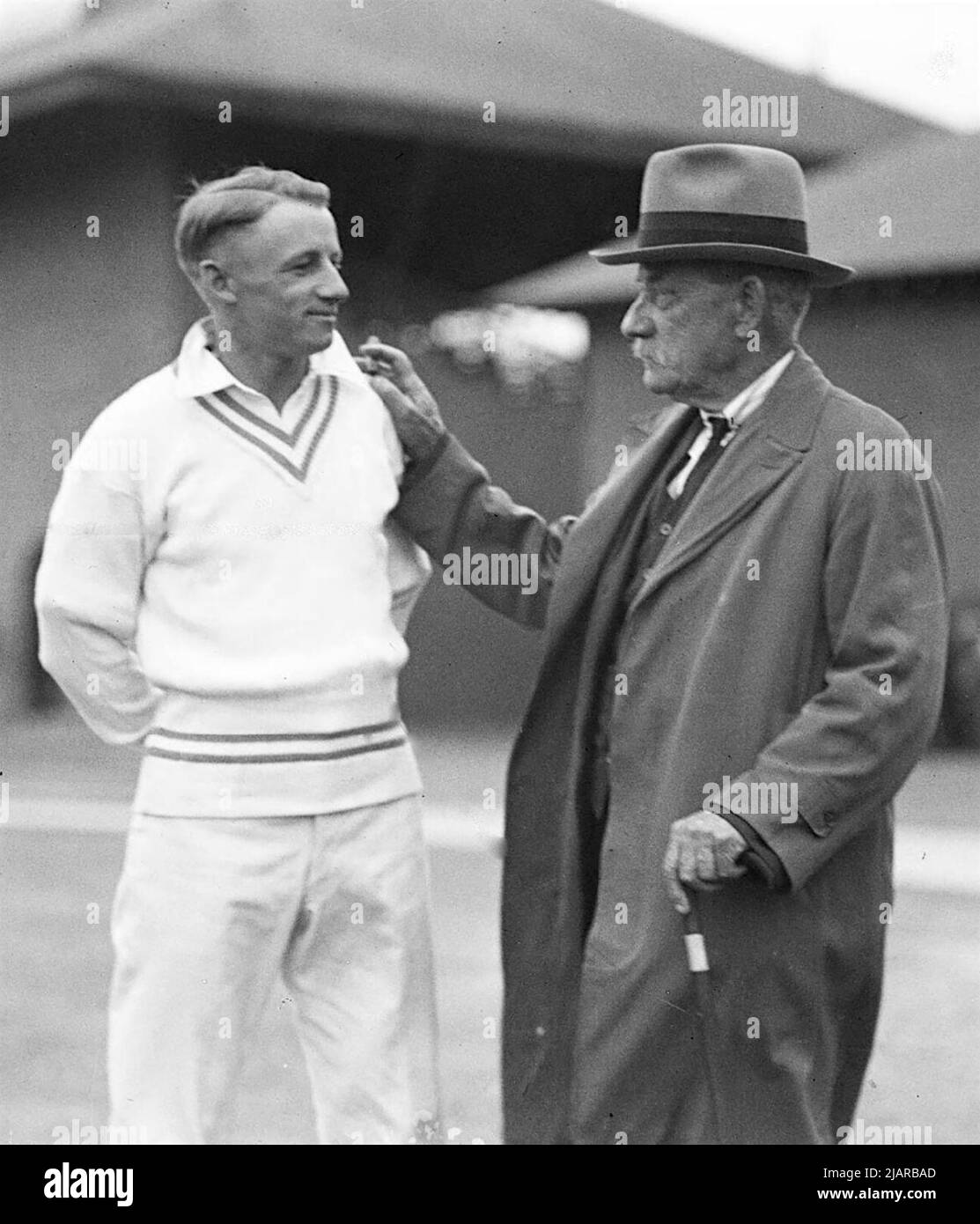 Australian cricketers Don Bradman and Charles Bannerman ca. 1930 Stock ...
