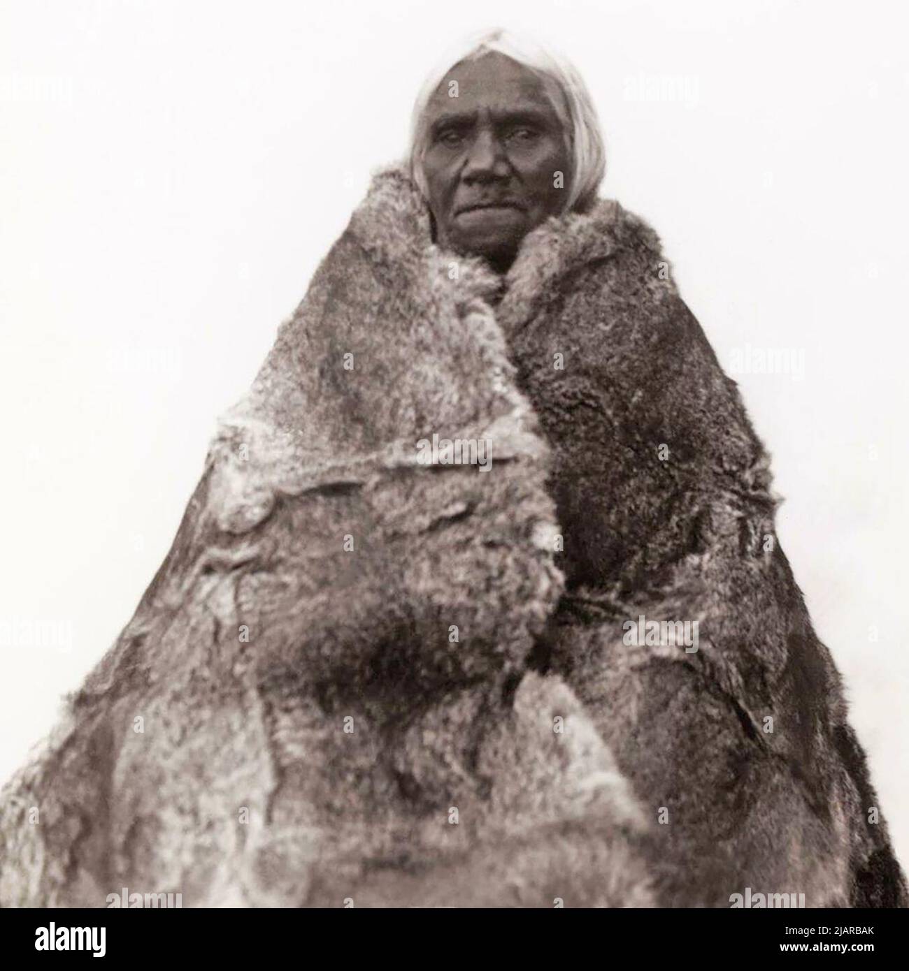 Kaurna woman Ivaritji wearing a wallaby-skin cloak. Picture taken in ...