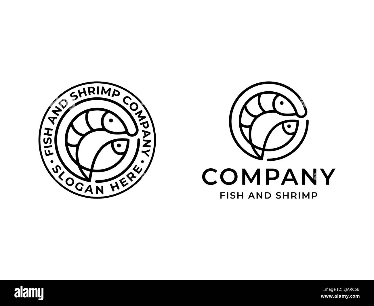Fish and Shrimp Simple Badge Logo Template Stock Vector Image & Art - Alamy